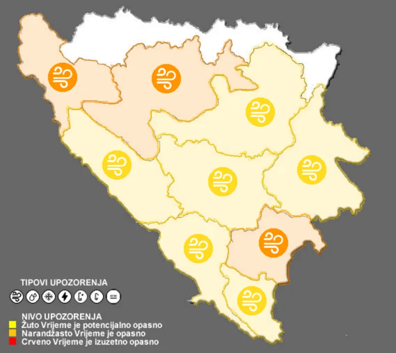 Upozorenje građanima: Upaljen je narandžasti alarm, ove regije BiH su ...