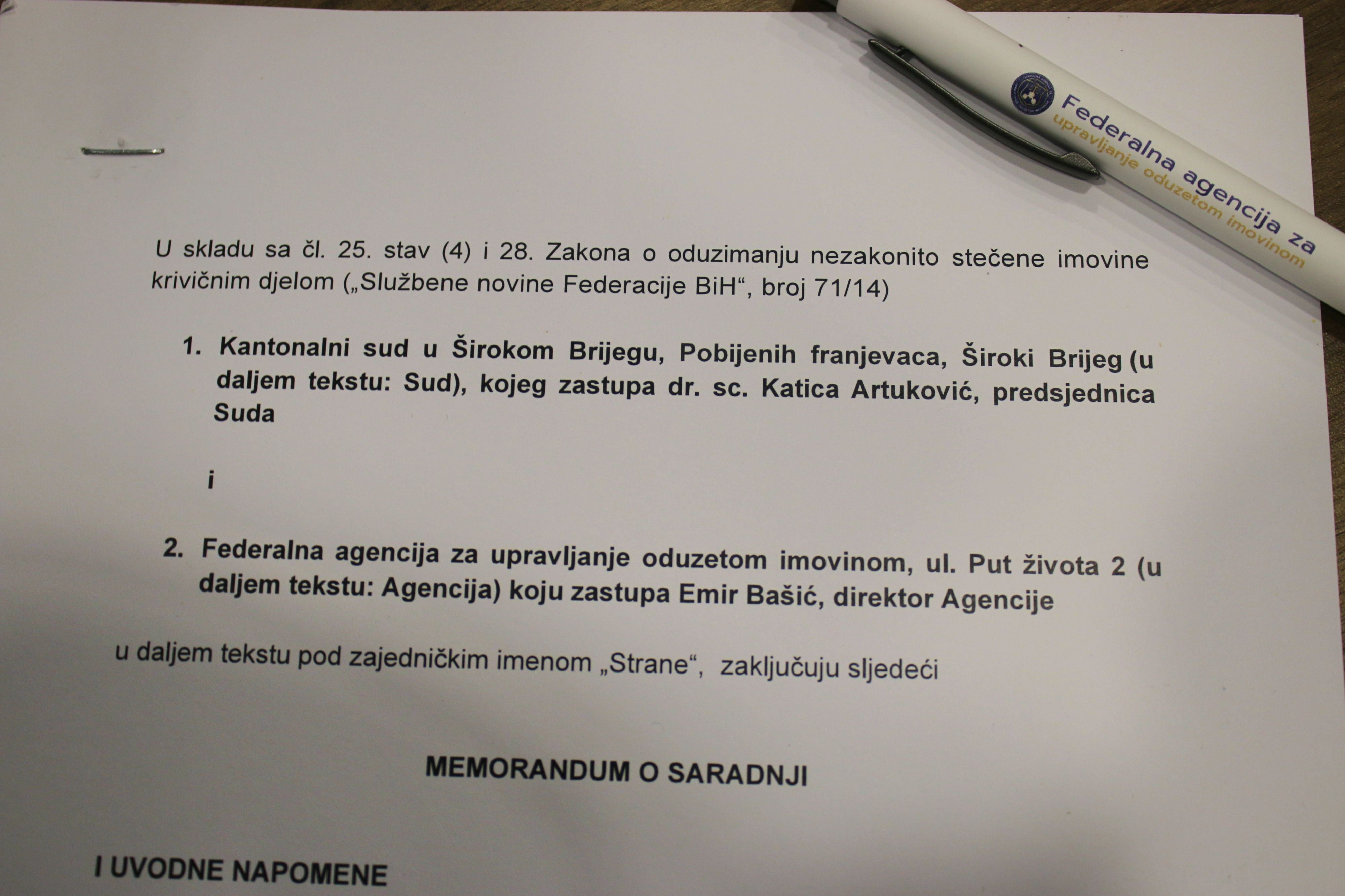Potpisan Memorandum o saradnji između Kantonalnog suda u Širokom ...